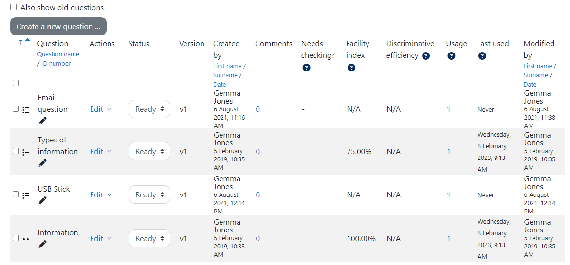 Moodle functionality breakdown